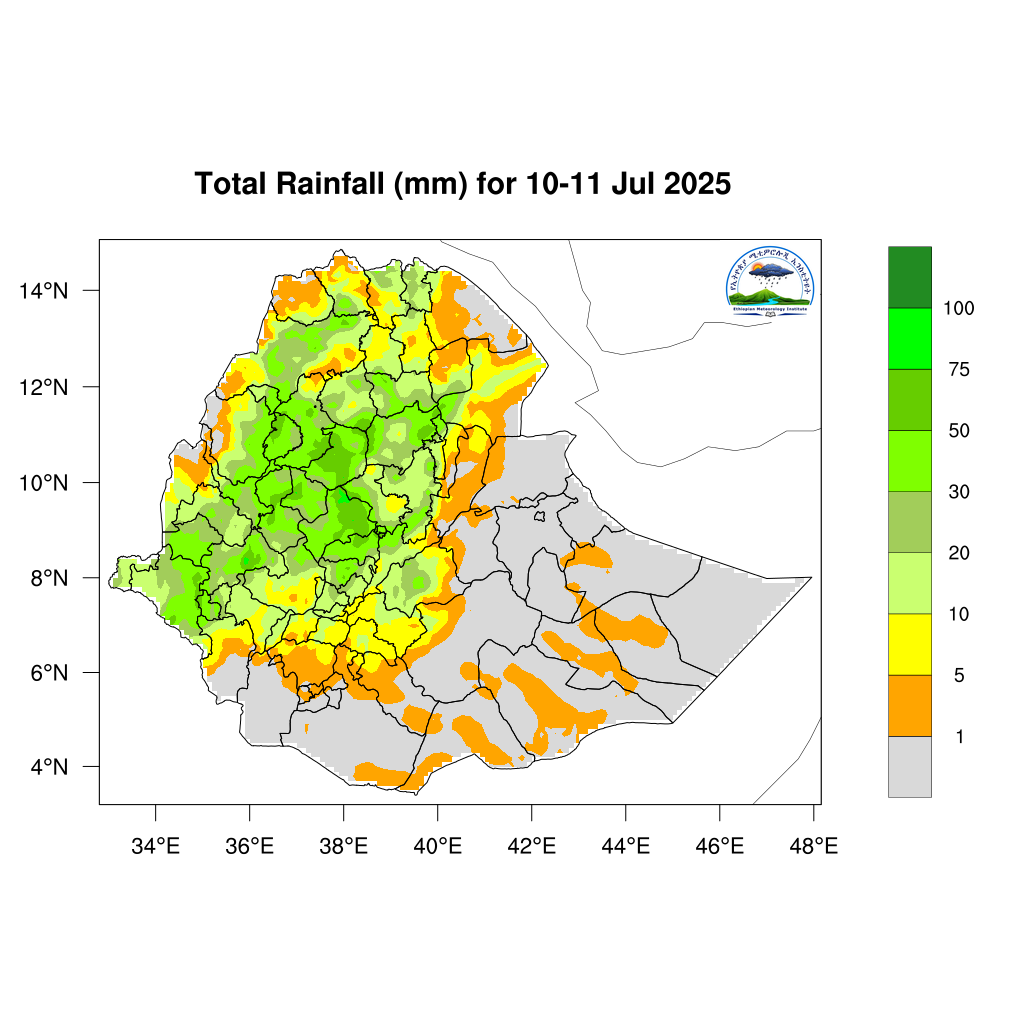 Daily Rainfall and Temperature Forecast for 10 - 12 Jul 2025